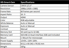 HD-Smart-Cam Specifications – Caltex Professional Microscope, Camera ...